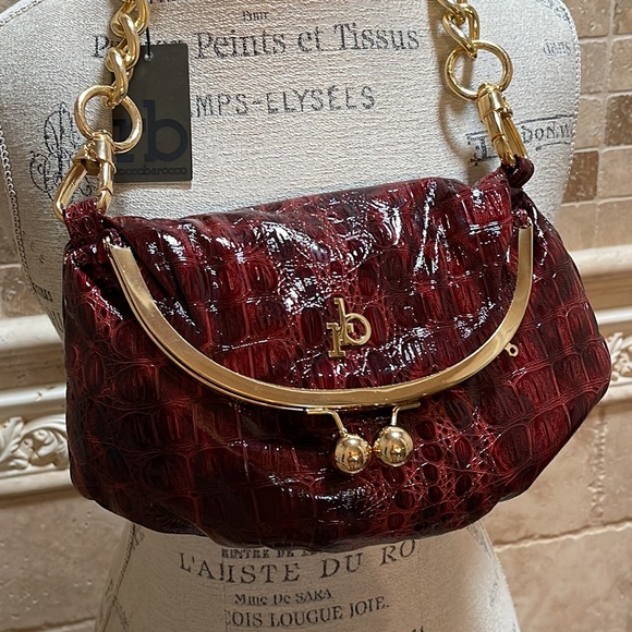 Roccobarocco | Bags | Rb Roccobarocco Croc Embossed Leather Handbag ...